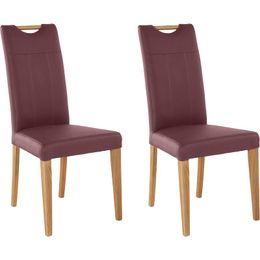 Home Affaire Esszimmerstuhl &raquo;Roberta&laquo; (Set) 2 Stk.mit Bezug aus Echtleder und Gestell aus Eiche Massivholz rot Holzwerkstoff B/H/T: 47cm x 99cm x 61cm