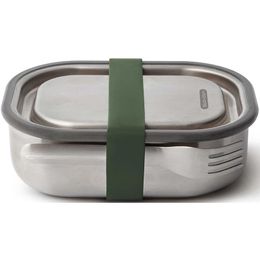 black+blum Lunchbox (3-in1), auslaufsicher, mit Silikon-Ventil, Gabel und Gurt, 600 ml gr&uuml;n Edelstahl B/H/L: 13cm x 6cm x 18cm