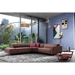 Egoitaliano Ecksofa &raquo;Stefanie-e, Designsofa der Extraklasse, bequem mit hohem Sitzkomfort&laquo; mit Relaxfunktion und verstellbaren Kopfteilelementen rosa Leder 