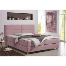 Home Affaire Boxspringbett &raquo;Caria&laquo; in 5 Breiten, 3 Matratzen-Ausf&uuml;hrungen, 2 H&auml;rtegraden, Topper rosa Strukturstoff-Bezug (100% Polyester);Topperbezug