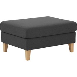 ATLANTIC HOME COLLECTION Hocker &raquo;Mailo&laquo; Ma&szlig;e (BxTxH): 88x69x45 cm, mit Massivholzf&uuml;&szlig;en grau B/H/T: 88cm x 45cm x 69cm, Feinstruktur
