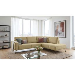 OTTO home Ecksofa &raquo;Vosby&laquo; 260 cm, Chenille, mit dekorativer Kedernaht, Wellenunterfederung gold 90% polyester, 10% nylon B/H/T: 260cm x 85cm x 208cm, 