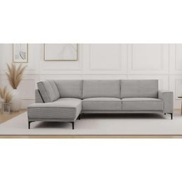 OTTO home Ecksofa &raquo;OLAND Cord L-Form, B: 289 cm, Skandi-Design&laquo; Struktur, Flachgewebe, Luxus-Microfaser, Boucle grau 92%PES 8%NY B/H/T: 289cm x 85cm x