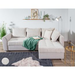 Collection AB Ecksofa &raquo;Jana L-Form, B: 220 cm&laquo; Schlaffunktion, Bettkasten & 1 Zierkissen, Federkern beige 100%Polyester B/H/T: 220cm x 42cm x 161cm, 