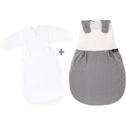 Tr&auml;umeland Babyschlafsack &raquo;Set P&uuml;nktchen grau&laquo; grau Obermaterial: 100% Baumwolle 56/62, umlaufender Rei&szlig;verschluss