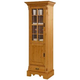 OTTO home Vitrine &raquo;Milan&laquo; H&ouml;he 199 cm, Massivholz, FSC -zertifiziert beige Massivholz natur, B/H/T: 72cm x 199cm x 47cm, Schubladen: 1 Stk. T&uuml;ren: 2 
