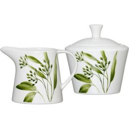 Ritzenhoff & Breker Milch- und Zuckerset &raquo;Evora&laquo; Geschirr-Set mit Botanik-Motiv gr&uuml;n Porzellan 2 Stk.