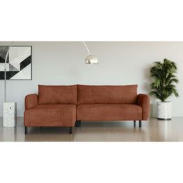 Home Affaire Ecksofa &raquo;Glandine&laquo; L-Form orange 100% Polyester B/H/T: 233cm x 82cm x 177cm, Chenille-Struktur, Recamiere links