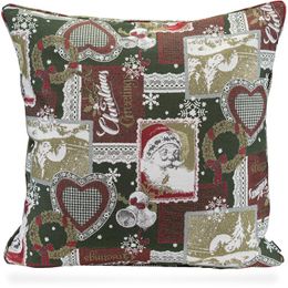 HOCK Dekokissen &raquo;Christmas Patch&laquo; traditionelles Patchkissen mit Weihnachtsmotiven, inkl. F&uuml;llung rot Obermaterial: 82% Polyester, 18% Baumwolle. F&uuml;llung: 
