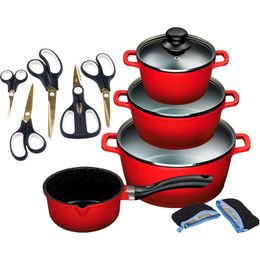 King Topf-Set &raquo;ALUGUSS&laquo; Set, je 1 Kochtopf 16/20/24 cm, 1 Stieltopf 16 cm, Scheren-Set, Grips, 14 Stk. tlg. Aluminiumguss schwarz Einheitsgr&ouml;&szlig;e