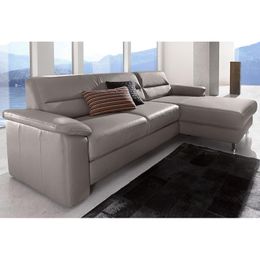 Sit & More sit&more Ecksofa &raquo;Top Ascara L-Form&laquo; inklusive Boxspring/Federkern-Polsterung, komfortablem Federkern grau NaturLeder;Luxus-Microfaser (100% Polyester