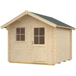 Skan Holz Gartenhaus &raquo;Porto 3&laquo; beige Holzwerkstoff Fu&szlig;boden im Gartenhaus