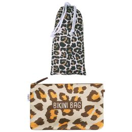 Capelli New York Damen Strandtuch schnell trocknend, Inklusive praktischem Bikini-Bag braun 1 Stk., Leopardfellmuster, Frotteevelours