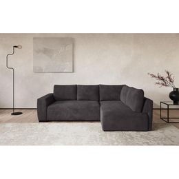 COTTA Ecksofa &raquo;Giro L-Form, Ottomane, Breite 252 cm&laquo; wahlweise mit Bettkasten und Trendbezug CORD! grau B/H/T: 252cm x 86cm x 170cm, Chenille-Struktur