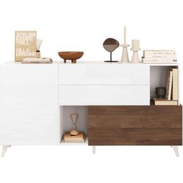 Home Affaire Sideboard &raquo;Monaco in Breite 181 cm, Anrichte mit T&uuml;r, Klappe und 2 Schubk&auml;sten&laquo; Stauraumschrank &ndash; sanftes Schlie&szlig;en, edles Design, viel 