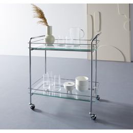 LeGer Home by Lena Gercke Rollwagen &raquo;Alimore&laquo; mit Glasablagen und Rollen, Modernes Design, Breite 75 cm, H&ouml;he 80 cm silber Glas, Metall B/H/T: 75cm x 