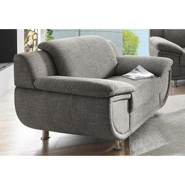 Trendmanufaktur Sessel &raquo;Rondo, Breite 121 cm, breite Armlehnen, F&uuml;&szlig;e chromfarben&laquo; Big-Sessel wahlweise mit Federkern, bequem beige NaturLEDER (echtes 