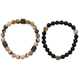 Firetti Armband Set &raquo;Multipack Schmuck Geschenk Armschmuck Armketten Edelstein&laquo; Made in Germany - mit Jaspis, Lavastein, Onyx braun 20,5cm, 