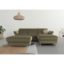 Sit & More sit&more Ecksofa &raquo;Apulia L-Form&laquo; wahlweise Schlaffunktion, Bettkasten und Kopf- und Armteilverstellung gr&uuml;n Webstoff (100% Polyester);Struktur weich (