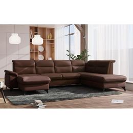 Sit & More sit&more Wohnlandschaft &raquo;Astoria U-Form&laquo; wahlweise mit motorischer Relaxfunktion braun 100% Polyester B/H/T: 329cm x 91cm x 225cm, Luxus-Microfaser 
