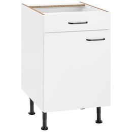 Optifit Unterschrank &raquo;Elga&laquo; mit Soft-Close-Funktion, Vollauszug, Metallgriffen, Breite 50 cm wei&szlig; Holzwerkstoff wei&szlig;, B/H/T: 50cm x 87cm x 58,4cm, 