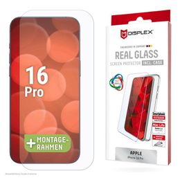 Displex Displayschutzglas &raquo;Real Glass Screen Protection + Case&laquo; f&uuml;r Apple iPhone 16 Pro Displayschutzfolie, Schutzfolie, Bildschirmschutz, kratz- & sto&szlig;fest 