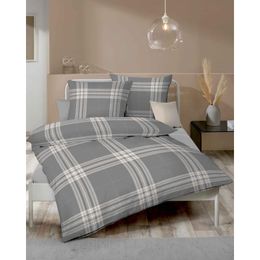 Kaeppel Bettw&auml;sche &raquo;Pure&laquo; 2 Stk. grau Edel-K&ouml;per-Flanell, Obermaterial: 100% Baumwolle B/L: 155cm x 220cm, Edel-K&ouml;per-Flanell, B/L: 80cm x 80cm, 2 Stk.