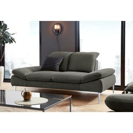 W.Schillig 2-Sitzer &raquo;enjoy&MORE&laquo; mit Sitztiefenverstellung, F&uuml;&szlig;e silber matt, Breite 202 cm gr&uuml;n Chenille-Flachgewebe R66 (85% Polyester, 15% Nylon);