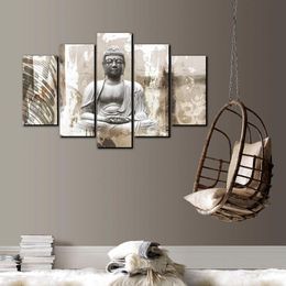 Art for the home Leinwandbild &raquo;Buddha XXL&laquo; Buddhismus Natur Zen Set, 5 Stk. tlg. Buddha SET 5-teilig 100x150 cm bunt Leinwand B/H/T: 150cm x 30cm x 