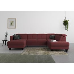 Sit & More sit&more Wohnlandschaft &raquo;Belluci U-Form&laquo; Kopfteilverstellung und Federkern, wahlweise mit Schlaffunktion lila B/H/T: 321cm x 85cm x 195cm, Struktur 