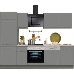 Optifit K&uuml;chenzeile &raquo;Bern&laquo; Breite 270 cm, ged&auml;mpfte T&uuml;ren, wahlweise mit E-Ger&auml;ten grau B/H/T: 270cm x 60cm, ohne E-Ger&auml;te