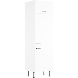 KOCHSTATION K&uuml;hlumbauschrank &raquo;KS-Paula&laquo; 60 cm breit, 211 cm hoch, mit 1 Klappe, 2 T&uuml;ren, 1 Einlegeboden wei&szlig;, B/H/T: 60cm x 211,8cm x 58,4cm, T&uuml;ren: 2