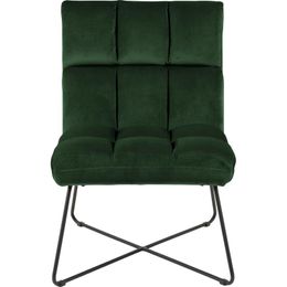 ACTONA GROUP Loungesessel 1, Samtvelours und quadratische Steppn&auml;hte, verschiedene Variationen gr&uuml;n Polyester Polyester, B/H/T: 62cm x 90cm x 86cm