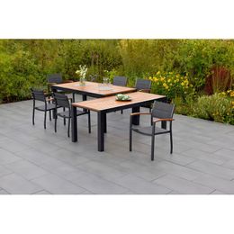 Merxx Garten-Essgruppe &raquo;Paxos&laquo; 7 Stk. tlg. grau Aluminium, Massivholz, Stoff Einheitsgr&ouml;&szlig;e