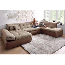 DOMO collection Wohnlandschaft &raquo;MORIC 353x216x80 cm, mit viel Platz, U-Form, auch in Cord&laquo; im XXL-Format, wahlweise mit Bettfunktion und 