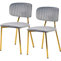 Kayoom Polsterstuhl &raquo;Stuhl Giselle 125 2er-Set, pflegeleichter Samtbezug&laquo; (Set) 2 Stk.mit Armlehnen, goldenes Gestell aus Edelstahl, Samtbezug, Ziern&auml;hte 
