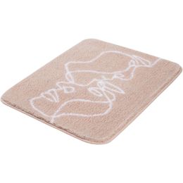 Kleine Wolke Badematte &raquo;Face, Badvorleger, Badezimmer Teppich&laquo; H&ouml;he 18 mm rutschhemmend beschichtet fu&szlig;bodenheizungsgeeignet Badteppich, modernes Design, Motiv 