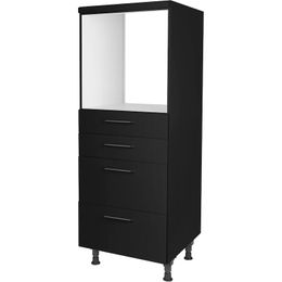 Nobilia Herdumbauschrank &raquo;"MIAMI", mit Schubk&auml;sten und Ausz&uuml;gen,&laquo; vormontiert, Breite/H&ouml;he: 60/167,8 cm Schwarz, B/H/T: 60cm x 167,8cm x 58,3cm, 