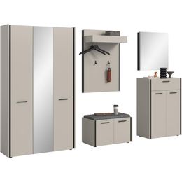 Home Affaire Garderoben-Set &raquo;RAK, 6-teilige Garderoben-Kombi inkl. Sitzkissen, Breite ca. 287 cm&laquo; Garderobenschrank, Sitzbank, Garderobenpaneel, 