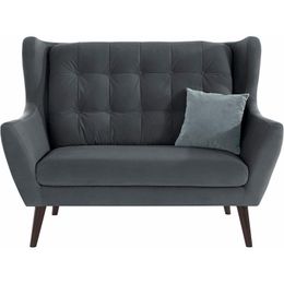 Home Affaire 2-Sitzer &raquo;Hemmink&laquo; mit Knopfheftung grau Samtvelours (100% Polyester);Luxus-Microfaser (100% Polyester);Struktur (94% Polyester, 6% 