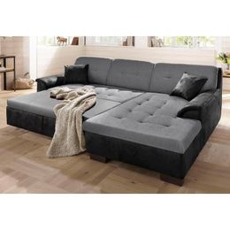 Home Affaire Ecksofa &raquo;BERGEN 267x178 cm, elegantes Design&laquo; whlw. mit Bettfunktion L-Form silber MELROSE /Struktur (100% Polyester);MELROSE (100% 