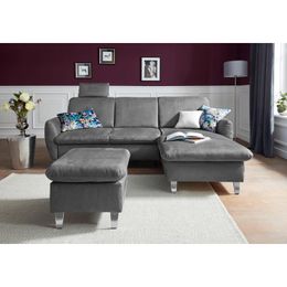 Sit & More sit&more Ecksofa &raquo;Daytona L-Form&laquo; mit Federkern, einer Kopfst&uuml;tze und wahlweise mit Schlaffunktion grau B/H/T: 245cm x 93cm x 164cm, Luxus-Microfaser 
