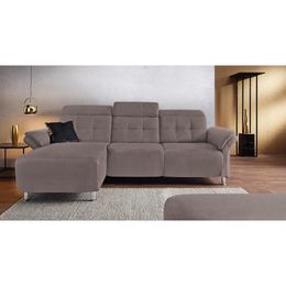 Home Affaire Ecksofa &raquo;Manhattan L-Form&laquo; 2 Sitze mit elektrischer Relaxfunktion, verstellbare Armlehnen grau Kunstleder SOFTLUX ;Flachgewebe (100% 
