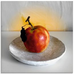 Artland Glasbild &raquo;Ein Apfel am Tag&laquo; Arrangements 1 Stk. tlg. in verschiedenen Gr&ouml;&szlig;en grau B/H/T: 40cm x 40cm, Glasbild Arrangements quadratisch, 1 Stk.