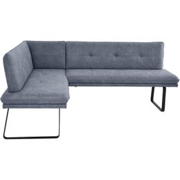 K+w Komfort & Wohnen K+W Komfort & Wohnen Eckbank 1 Stk. tlg. Polstereckbank in Spitzkissenoptik, Sitz und R&uuml;cken gesteppt blau B/H/T: 157cm x 87cm x 207cm, Microfaser 785