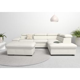 OTTO home Ecksofa &raquo;Alberto L-Form&laquo; mit Kopfteilverstellung, wahlweise mit Schlaffunktion wei&szlig; Luxus-Microfaser Lederoptik (100% Polyester);Luxus-