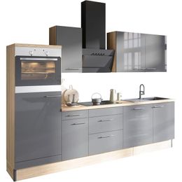 Optifit K&uuml;che &raquo;Klara&laquo; Breite 270 cm, wahlweise mit E-Ger&auml;ten grau B/H/T: 270cm x 60cm, ohne E-Ger&auml;te