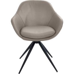 K+w Komfort & Wohnen K+W Komfort & Wohnen Drehstuhl &raquo;ZOOM&laquo; () 4-Fu&szlig; Drehstuhl mit Gestell aus Metall schwarz Struktur grau B/H/T: 60cm x 83cm x 57cm, Leder Longlife BRONCO