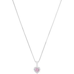Amor Damen Kette mit Anh&auml;nger &raquo;Herz&laquo; mit Zirkonia (synth.) rosa Silber 925 (Sterlingsilber), L: 38 B: 0,9mm