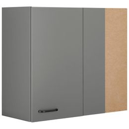 Optifit Eckh&auml;ngeschrank &raquo;Elga&laquo; mit Soft-Close-Funktion und Metallgriff, Breite 80 cm grau Holzwerkstoff basaltgrau, B/H/T: 80cm x 70,4cm x 34,9cm, 